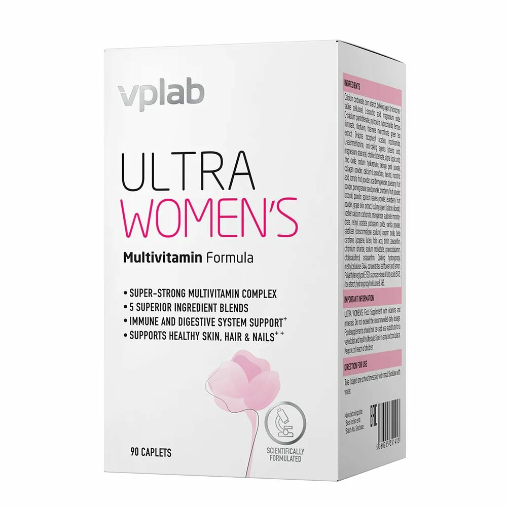 VPLAB Ultra Women's Multivitamin Formula, Комплекс витаминов для женщин, 90 капсул Мультивитамины для поддержки щитовидной железы, сосудов, здоровья кожи, волос и ногтей