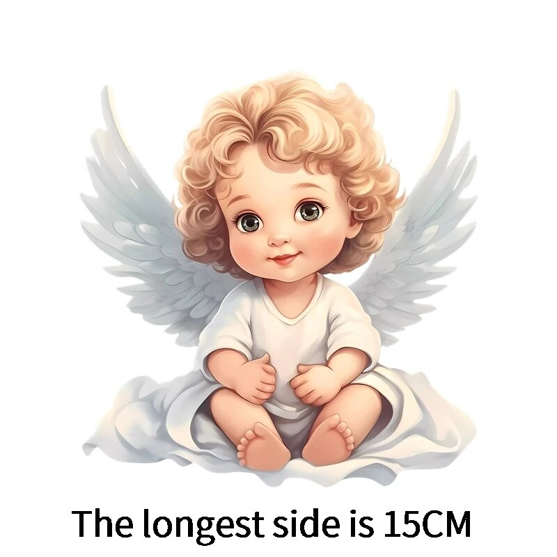 Мультяшный милый маленький ангелочек, теплопередающая нашивка для одежды, детская печать своими руками, используется для глажки одежды