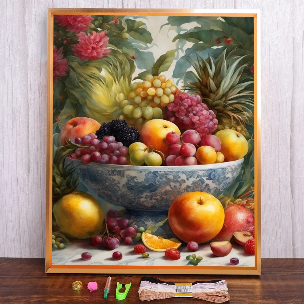 Комплект для вышивки "Натюрморт тыква с крестиком" Meian 40x50cm, HMA121893, 11CT Cotton Thread