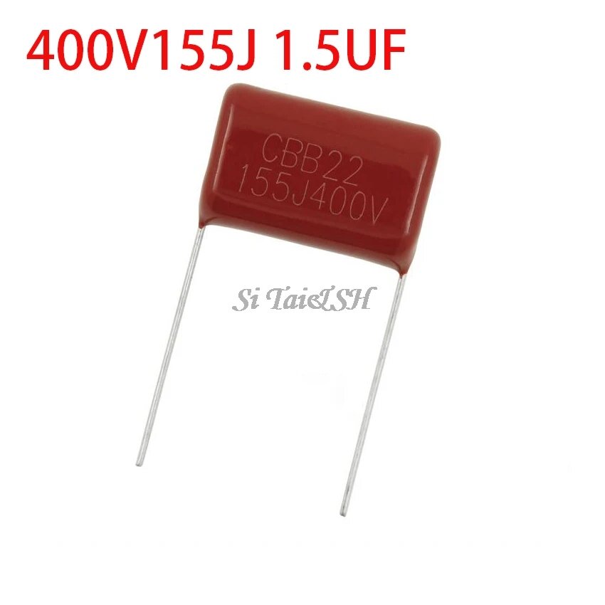 10 шт. 400V155J 1,5 мкФ шаг 20 мм 400 В 155 1500nf CBB полипропиленовый пленочный конденсатор