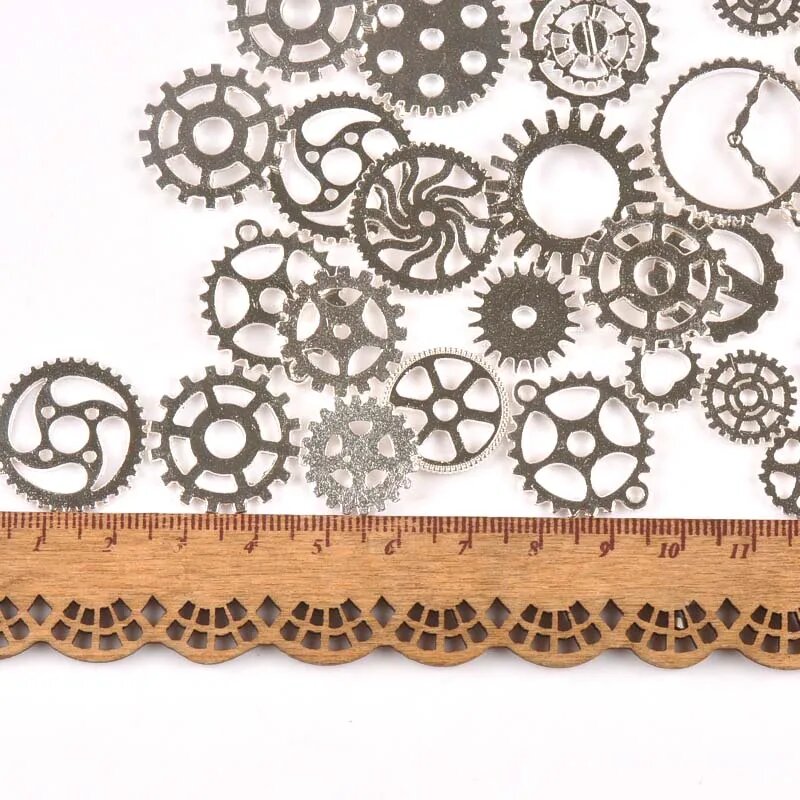Металлические подвески и шестерни стимпанк 30 шт silver