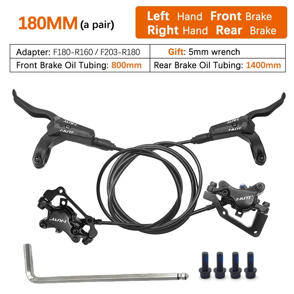 NUTT Гидравлический тормоз A2 MTB 2 поршня 160/180 мм 180 L-Front R-Rear