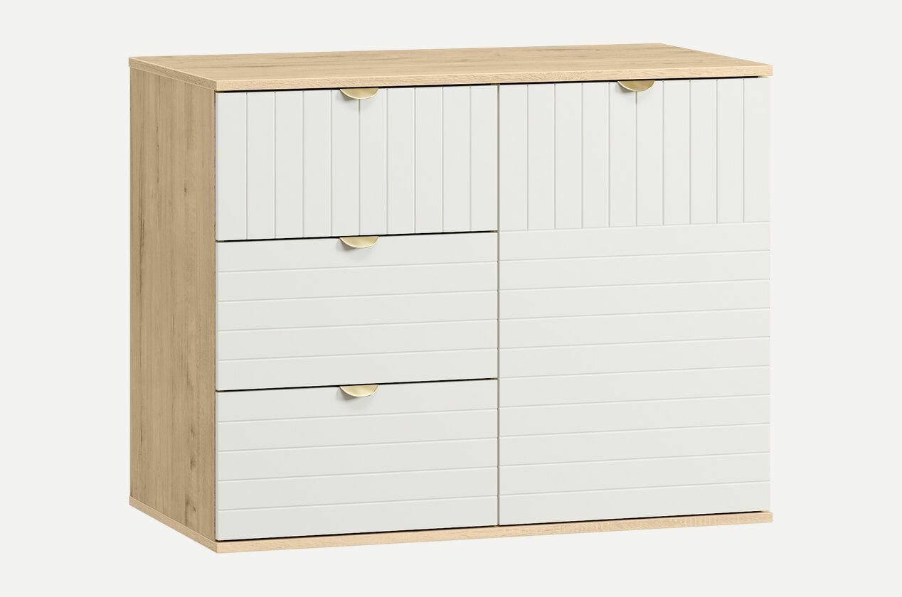 Тумба Divan.ru Монблан-1 Line Milk 93х50х76 см, 3 ящика, белая