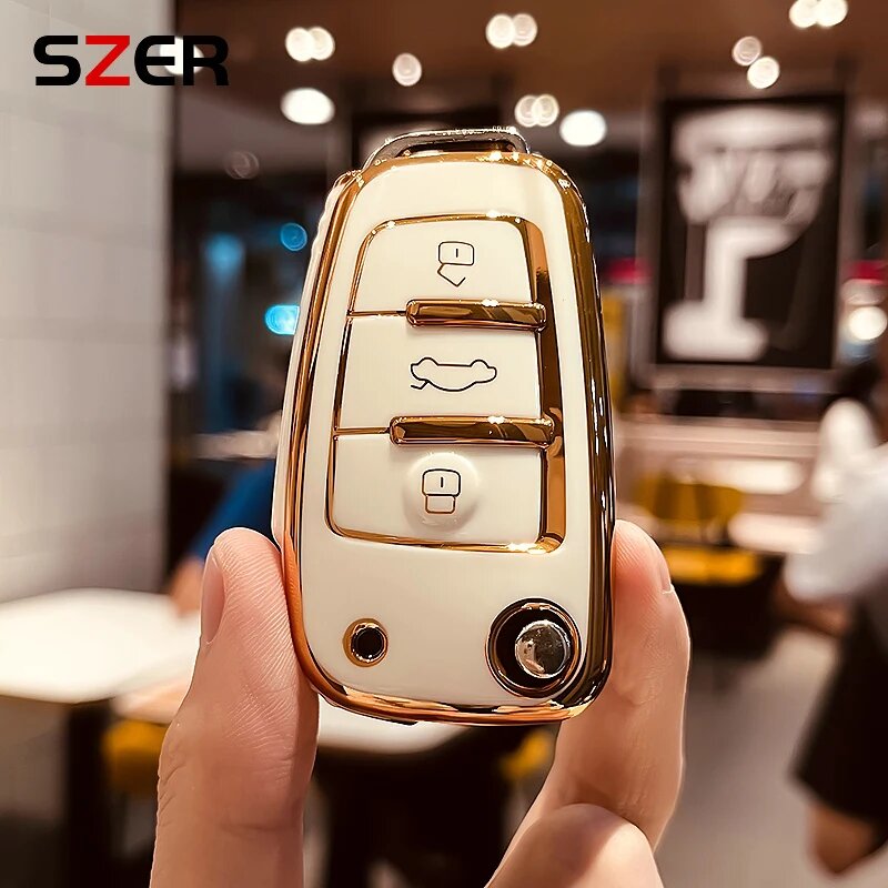 Чехол для ключа Audi Golden White, ТПУ