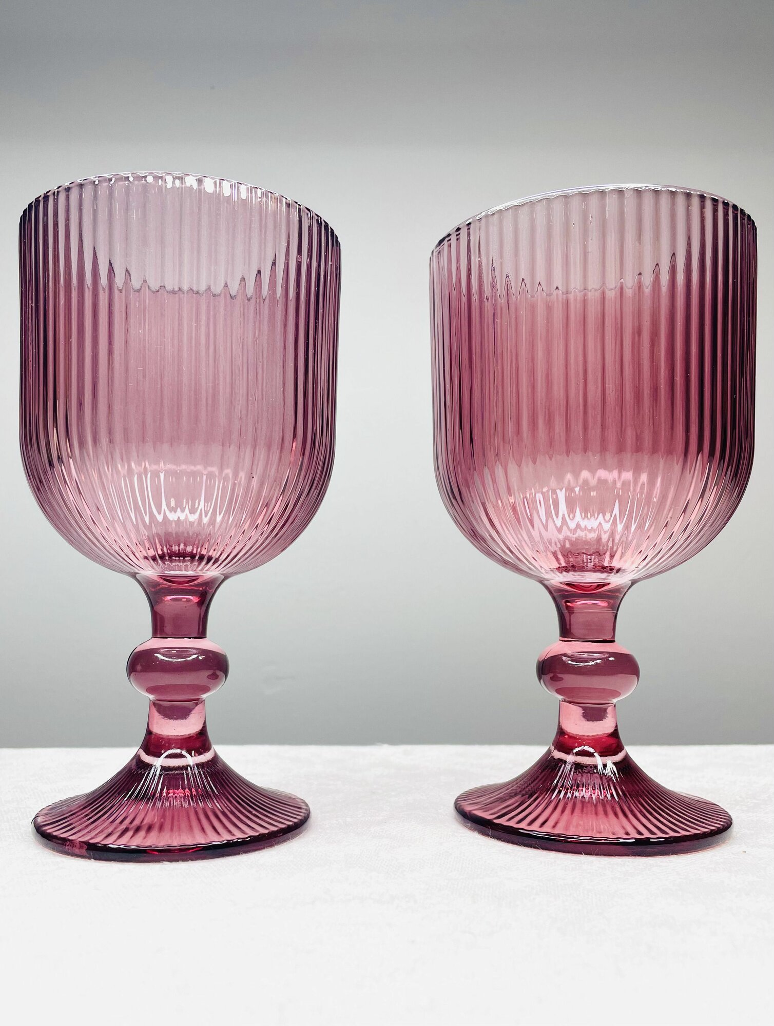 Набор бокалов для вина 350 мл стеклянне рифленые, сливовые, федерация - 2шт