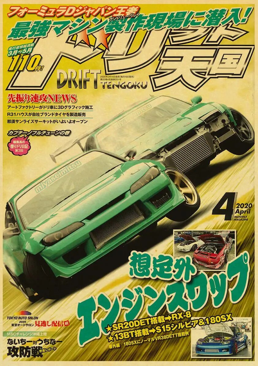 Плакат JDM автомобиль Япония 90-е