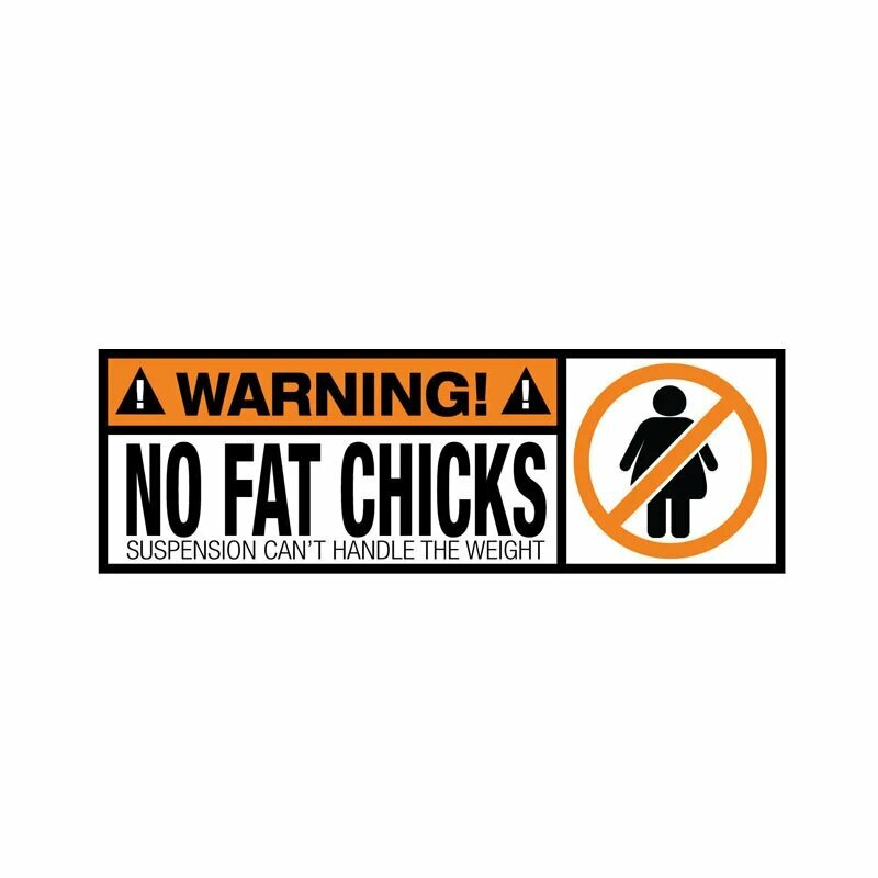 LYKX предупреждение Забавные наклейки для автомобиля No Fat Chicks Автомобили Мотоциклы Внешние аксессуары ПВХ наклейка 19 см * 6,4 см