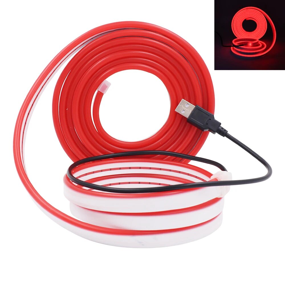 USB неоновая светодиодная лента HEGEHE 5В 120 светодиодов/м Красный, Красный, USB Powered, 2 м