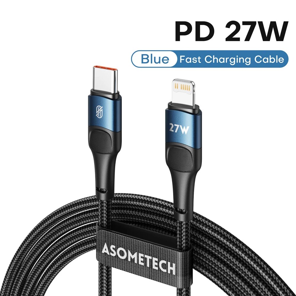 PD 27W кабель USB-C - Lightning, 2 м, Blue