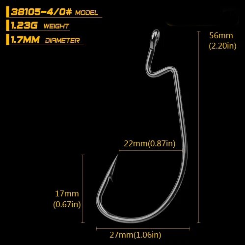 PRO BEROS Крючок 38105-4/0#, 1.23g, 17mm, 22mm, 27mm,