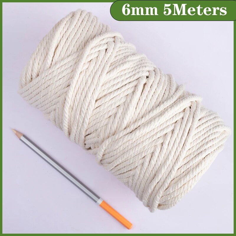 Джутовый шнур HYwzJQ 1/2/3/5/6/10 мм Белый, macrame cord 6mm 5M