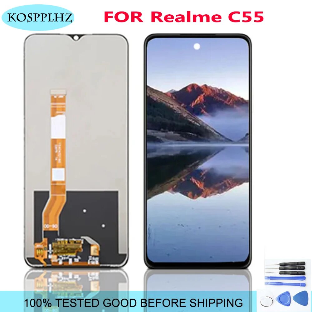 Для Realme C55 ЖК-дисплей с заменой сенсорного экрана в сборе, новый 6,72 дюйма + инструменты