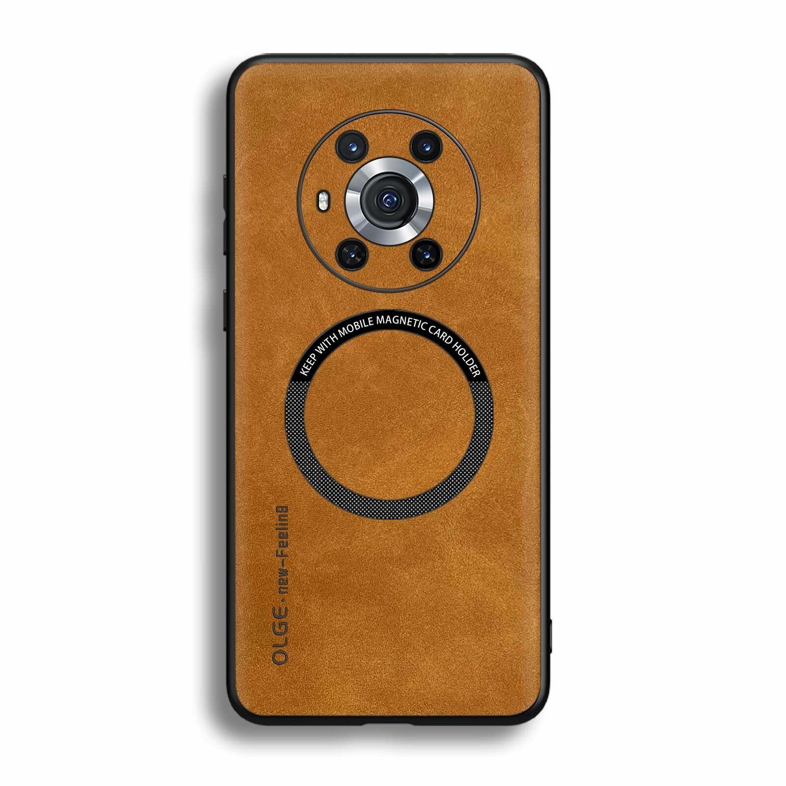 OLGE Для Huawei Honor Magic 3/Хонор Магик 3 кожаный чехол для телефона из овечьей кожи с магнитной крышкой Magsafe
