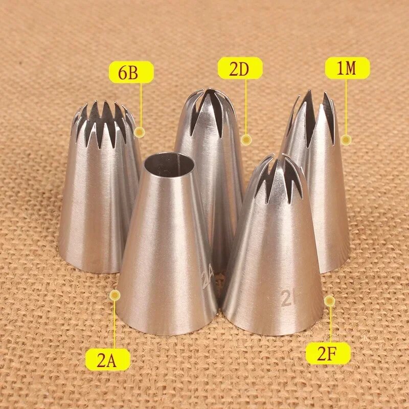 Кондитерские насадки из нержавеющей стали, 5pcs