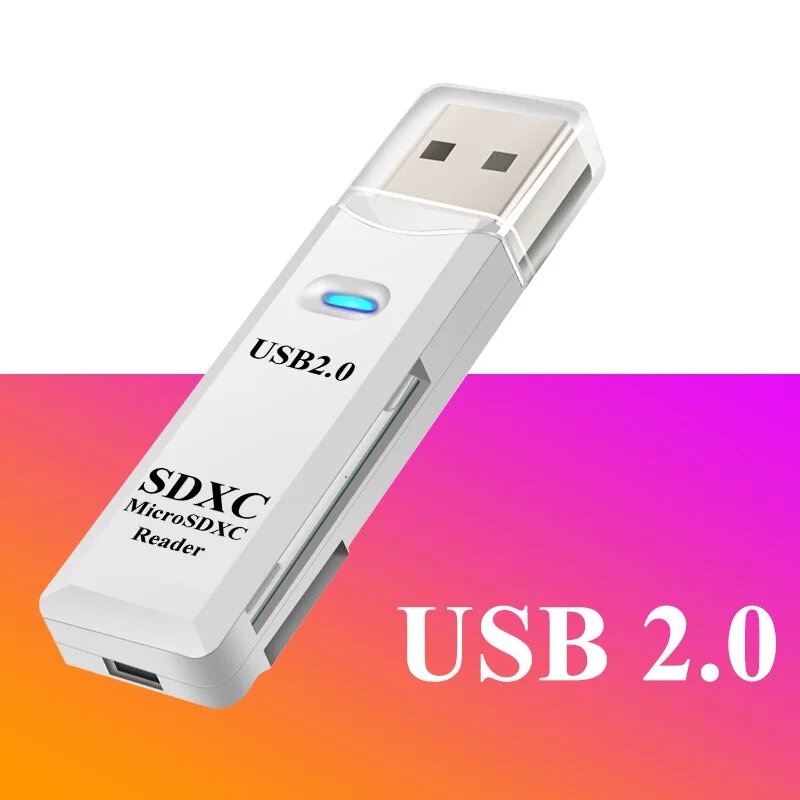 2 в 1 устройство для чтения карт SD TF USB 2,0 кардридер Micro Sd карта к Usb адаптеру White