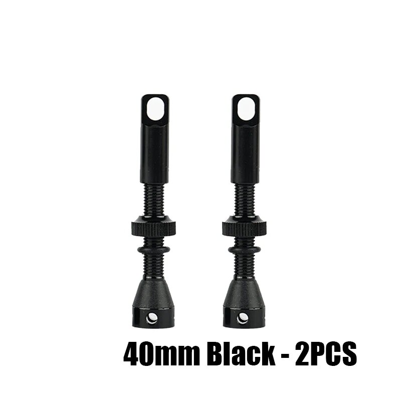 Бескамерные клапаны для велосипеда, 2 шт, черный/красный, алюминий, 40/44/60 мм Черный, 40mm Black