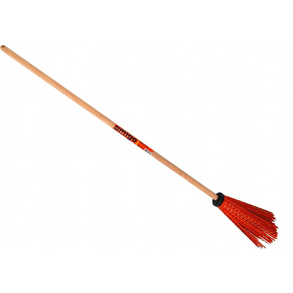 Круглая уличная метла Amigo с деревянным черенком, полипропиленовая щетина, резьбовое крепление, прочный