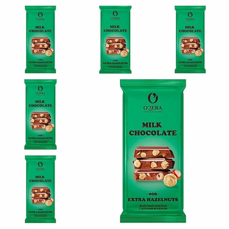O'Zera Шоколад молочный, Milk & Extra Hazelnut, 90 гр, 6 уп.
