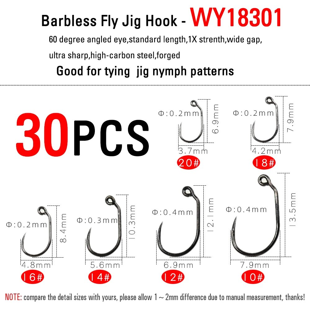 ICERIO Рыболовные крючки для нахлыста 30 шт. Красный, 12, WY18301 30pcs
