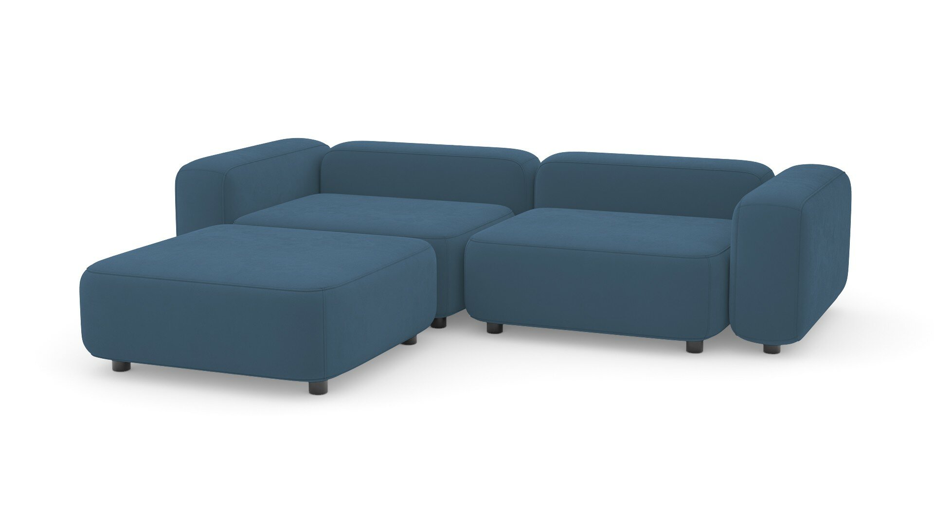 Диван с оттоманкой Баббл Vivaldi 13 NOW 273x221x62 см, синий Велюр, нераскладной Фиеста