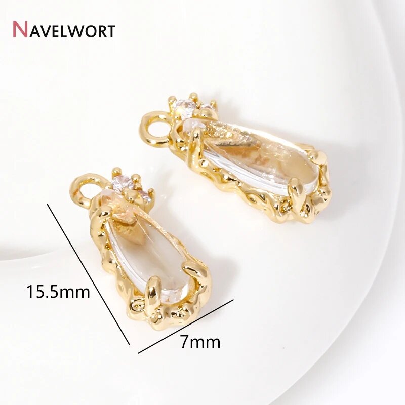 Золотые подвески-капли NAVELWORT 6 штук 6 pieces, 18K gold plated