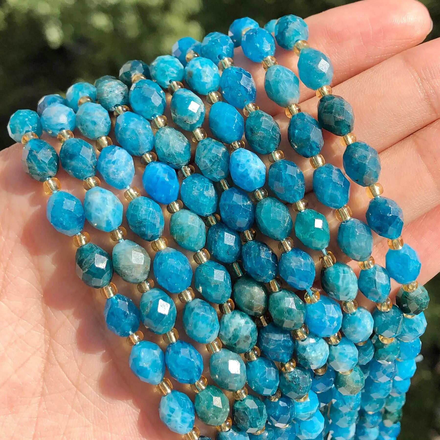 Синий апатит бусины NPCXSZ 8x7 мм