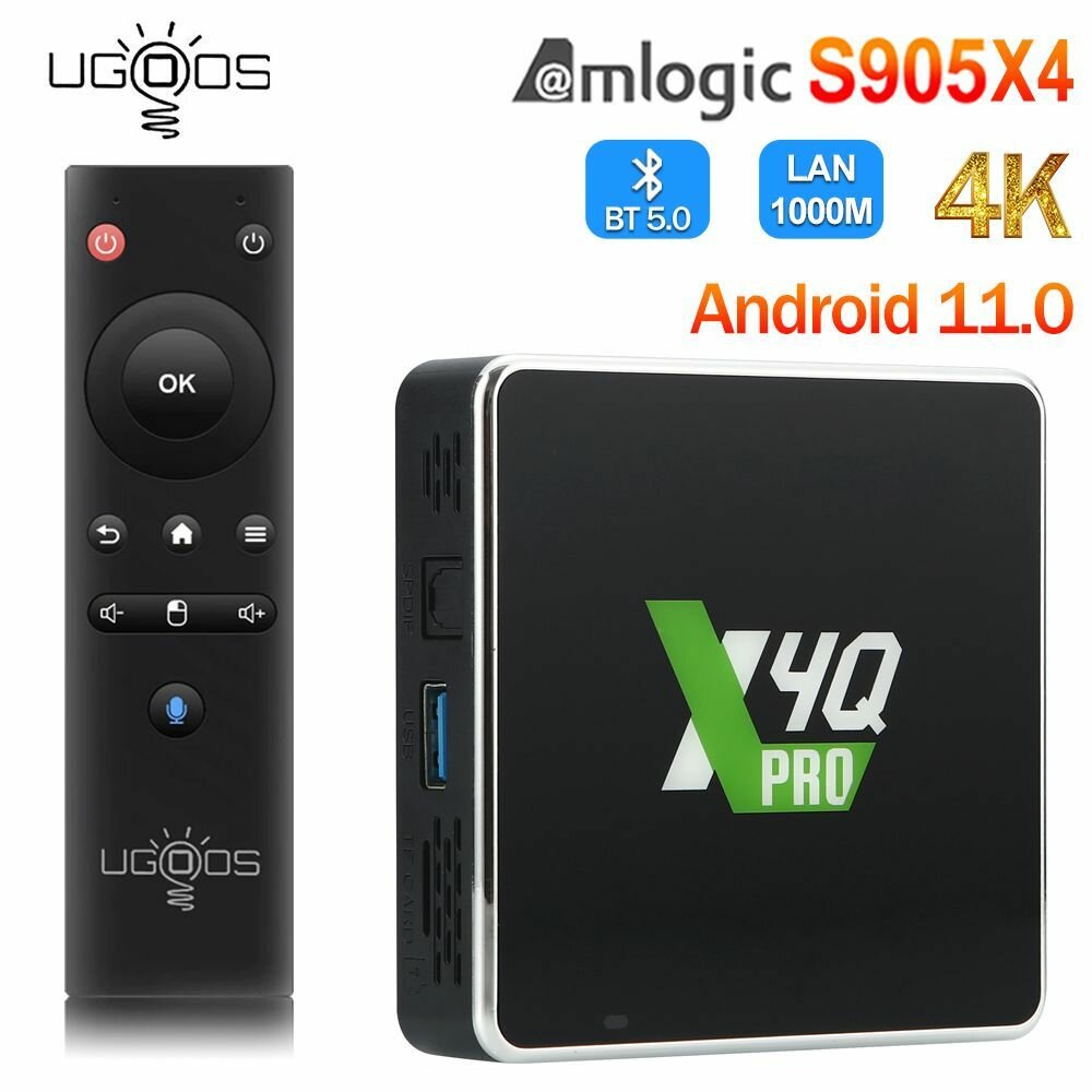 UGOOS X4Q PRO Android 11 Amlogic S905X4 1000M Умный телевизор BT 5.1 2T2R WiFi 4K USB3.0