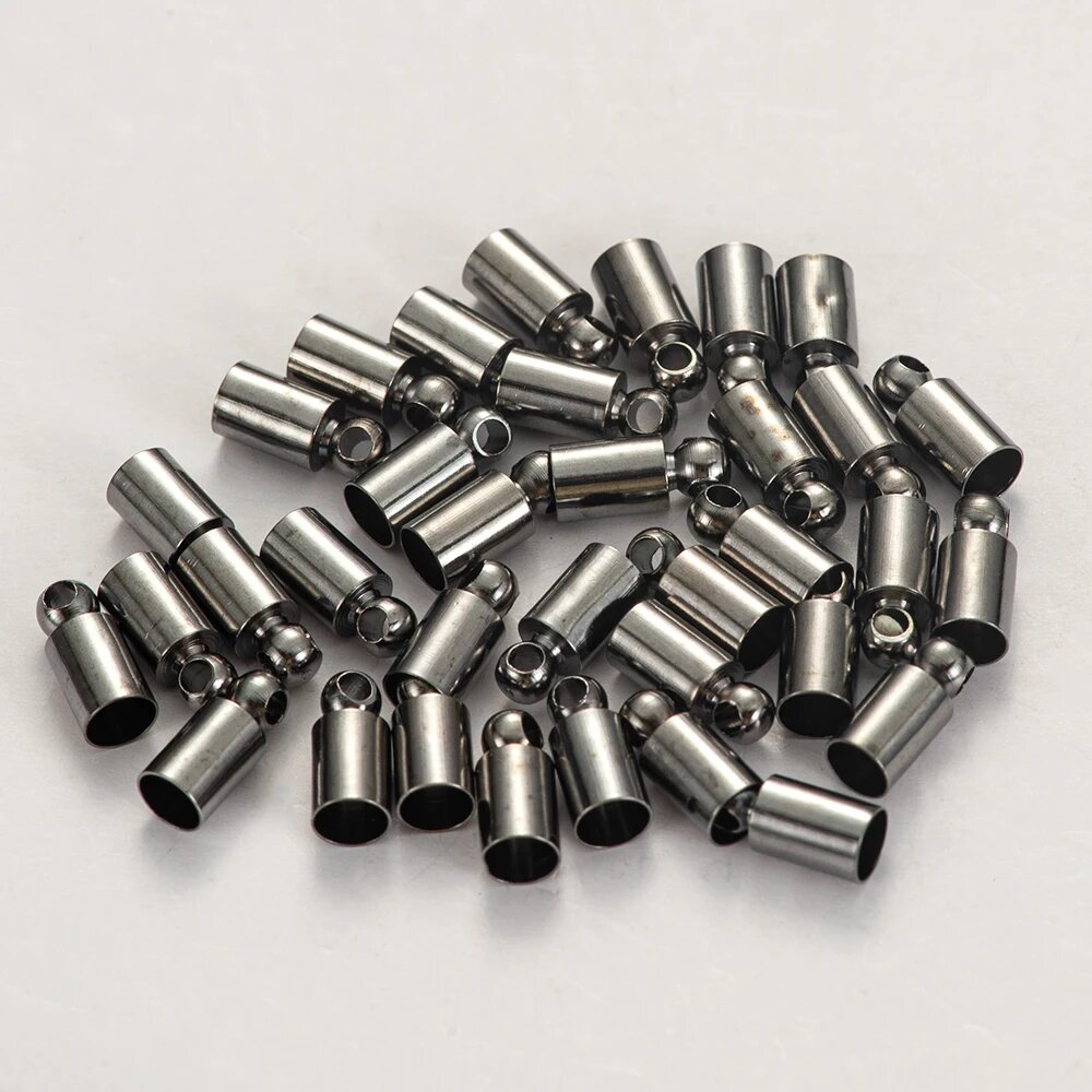 Кожаные концевики Yorufan для шнуров 2-10 мм diameter 4.5mm, Черный, Gun Black