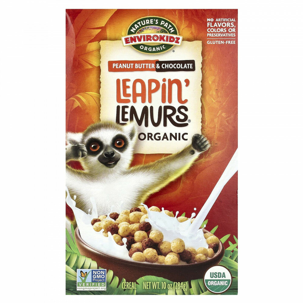 Nature's Path, EnviroKidz, органические хлопья Leapin' Lemurs®, арахисовая паста и шоколад, 284 г (10 унций)