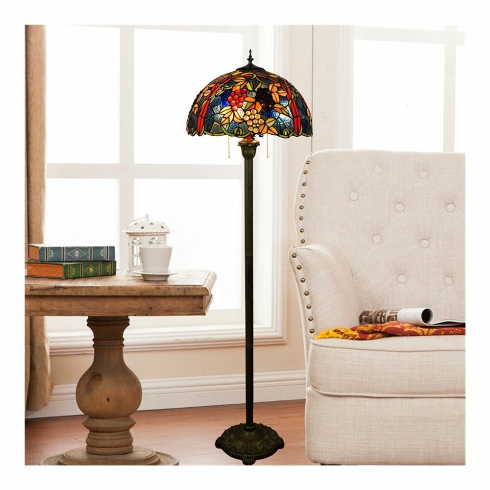 Европейский витражный торшер Тиффани в стиле ретро, вертикальная стеклянная лампа