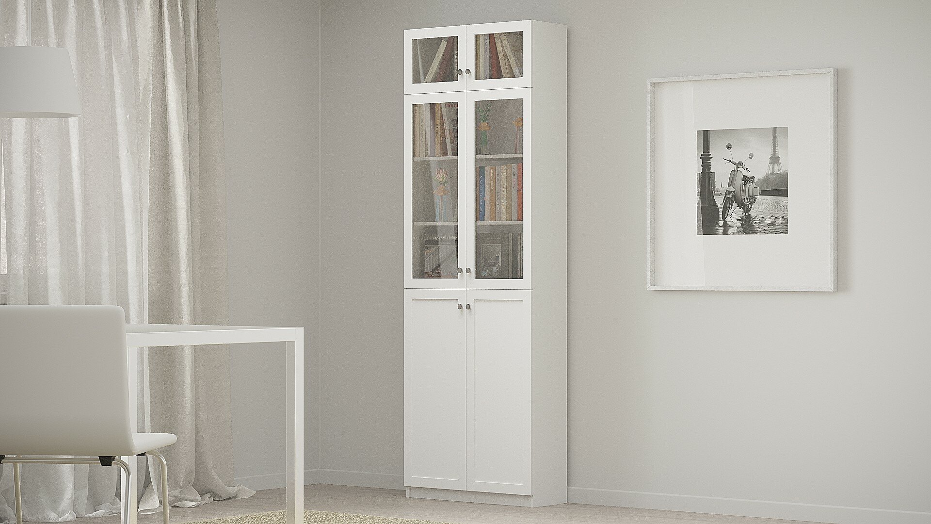 Шкаф книжный Билли 36 Белый Фасадный 0101 NEW 80x30x237 см, Дом мебели для вас в наличии