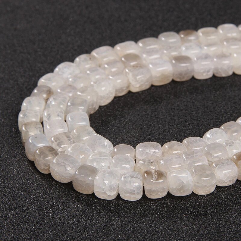 Натуральный Белый Агат камень куб Квадратные Свободные Ониксовые бусины для самостоятельного изготовления ювелирных изделий браслет с подвесками аксессуары для ожерелья 15 дюймов 6-8 мм