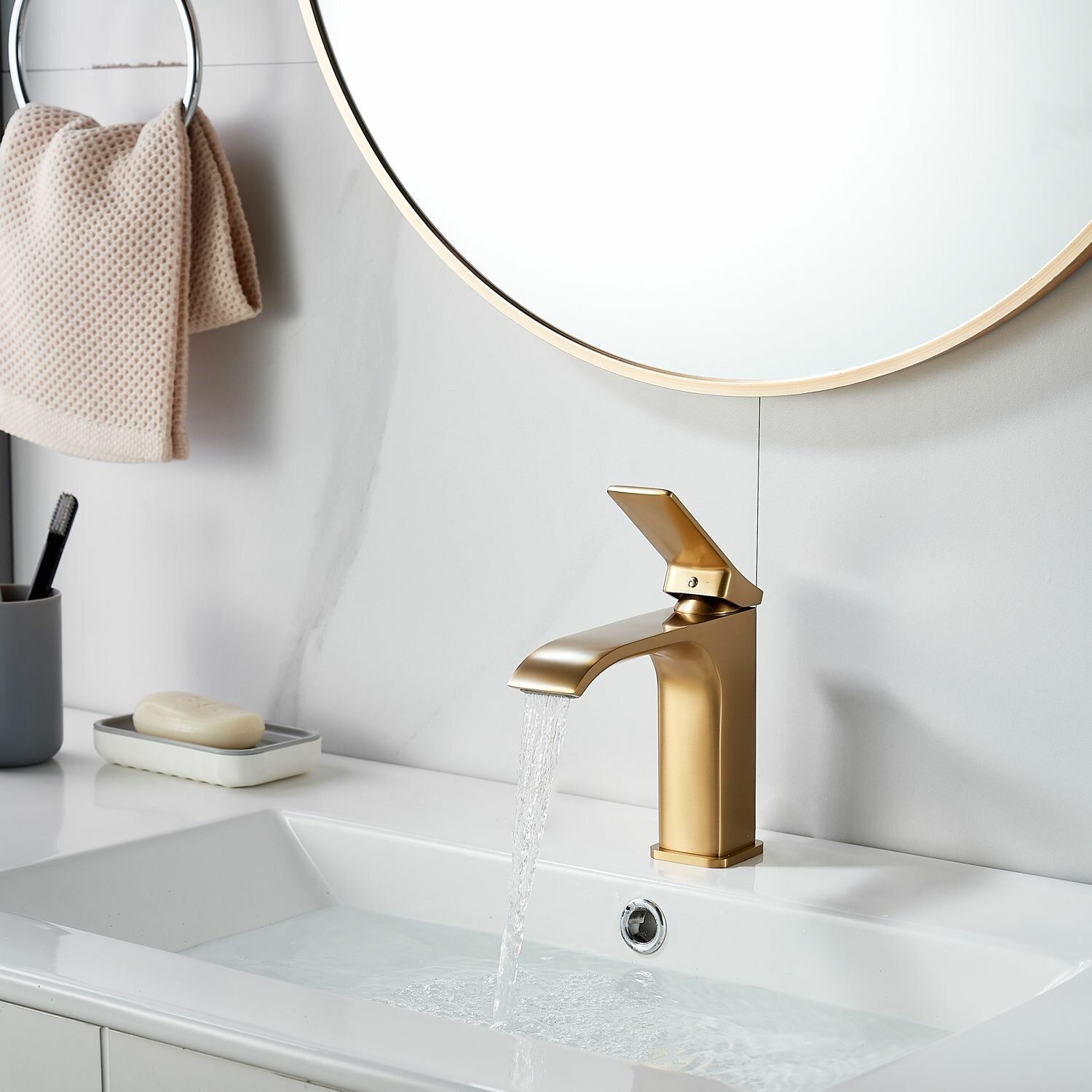 Смеситель для раковины S4001G золотой сатин