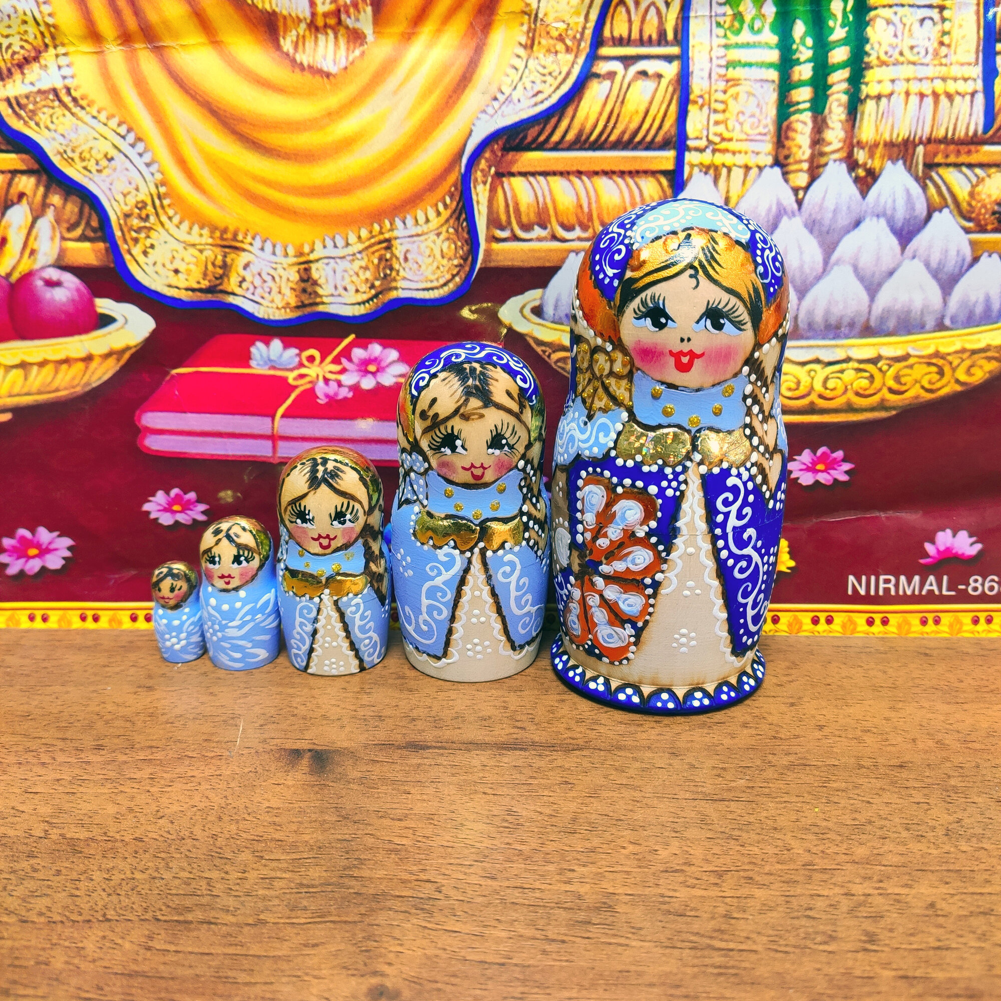 Сувенир Матрешка с веером, расписная, высота 12 см диаметр 5 см