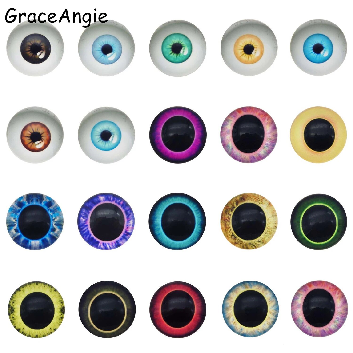 Кабошоны глаз дракона стекло 6-30 мм 30PCS 12mm, Mixed 3