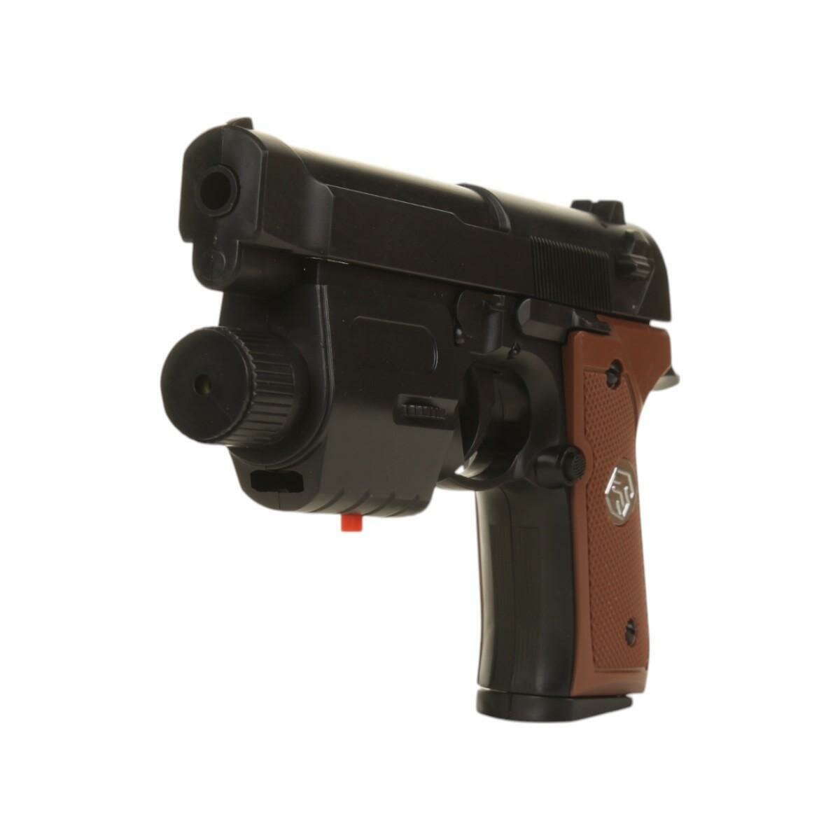 Пистолет игрушечный с лазерным прицелом, черно-коричневый, безопасный пластик и металл, для детей от 3 лет