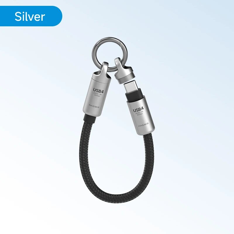 Кабель USB4 Type-C на Type-C Hagibis, Silver, Keychain