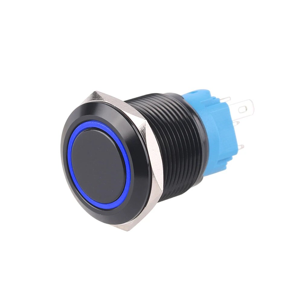 Кнопочный переключатель 19 мм, Ring-Blue, 3-6V, Momentary reset