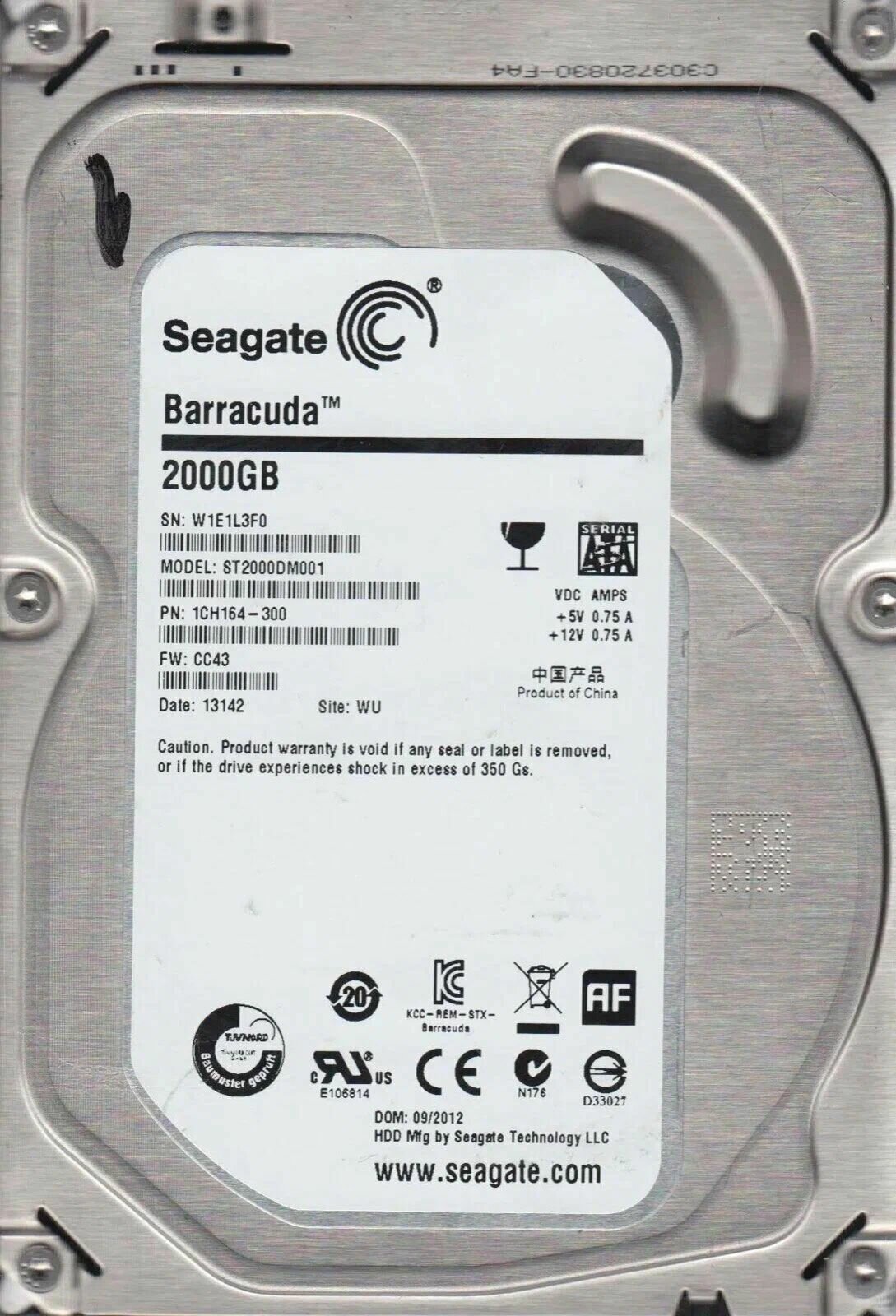 3.5" жесткий диск Seagate BarraCuda (ST2000DM001) 2ТБ, 7200Об/мин, 64МБ