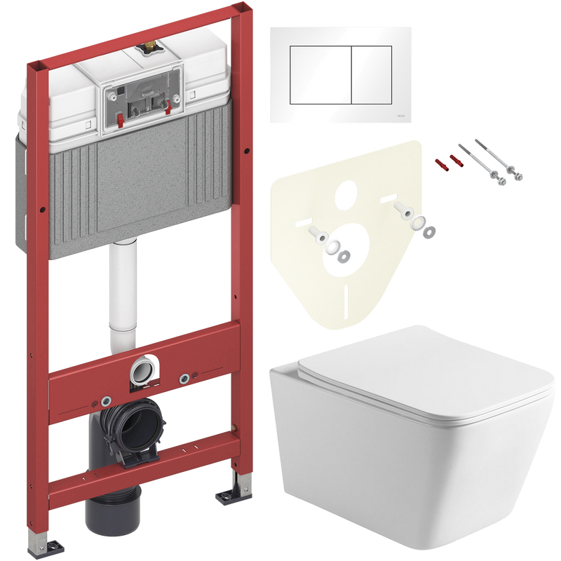 Комплект Унитаз подвесной Vincea Q-Line VT1-12 белый + Инсталляция TECE Base 9400413 4 в 1 с кнопкой смыва