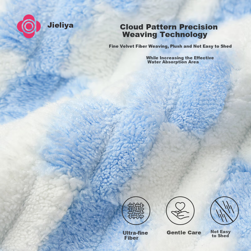 Grace Towel Set of 2, Cloud Soft Household Face Towels for Men and Women, Quick-Drying Thick Bath Towels for Couples, Blue + Pink