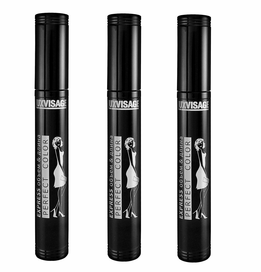 Тушь для ресниц Luxvisage Perf Color Express, объем-длина, черный, 9 гр - 3 штуки