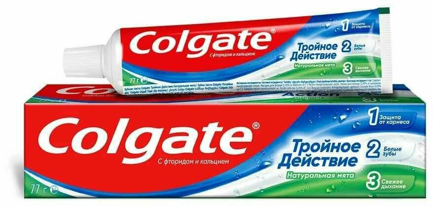 Colgate Зубная паста Тройное действие Натуральная мята комплексная, 77 гр, 50 мл