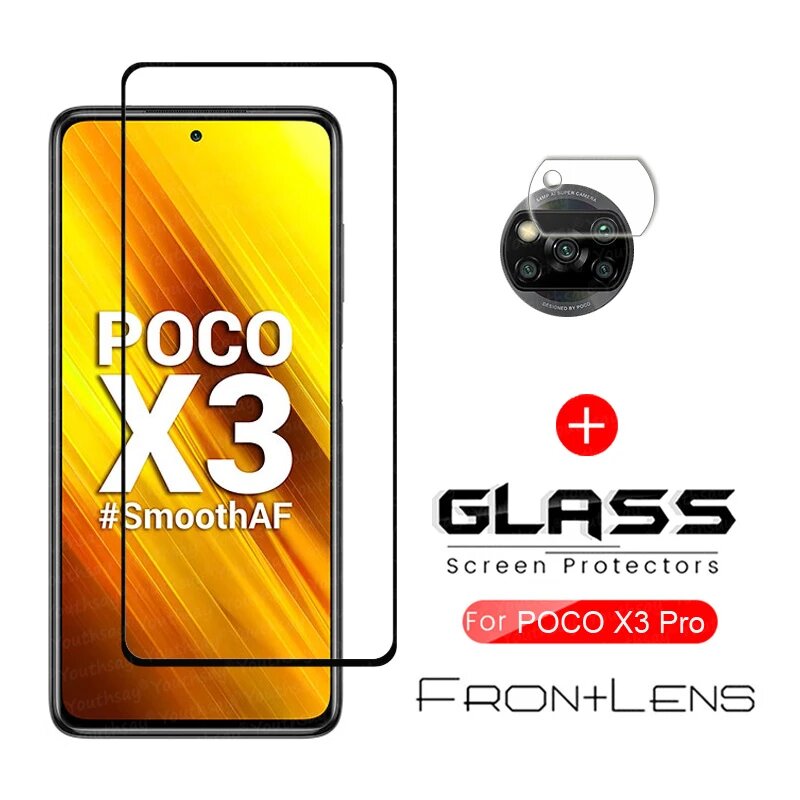 Для Xiaomi Poco X3 Pro стеклянная защитная пленка для экрана For Poco X3 (NFC), 2 Glass and 2 Lens
