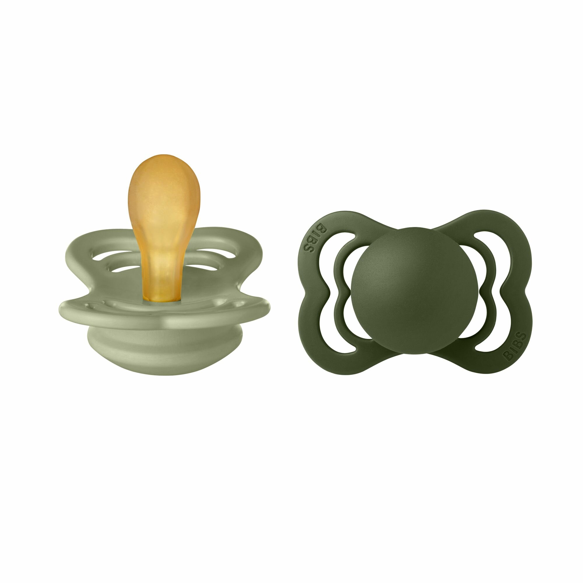 Набор 2 шт. Соска пустышка латексная BIBS Supreme Latex: Sage/Hunter Green, 0+ месяцев