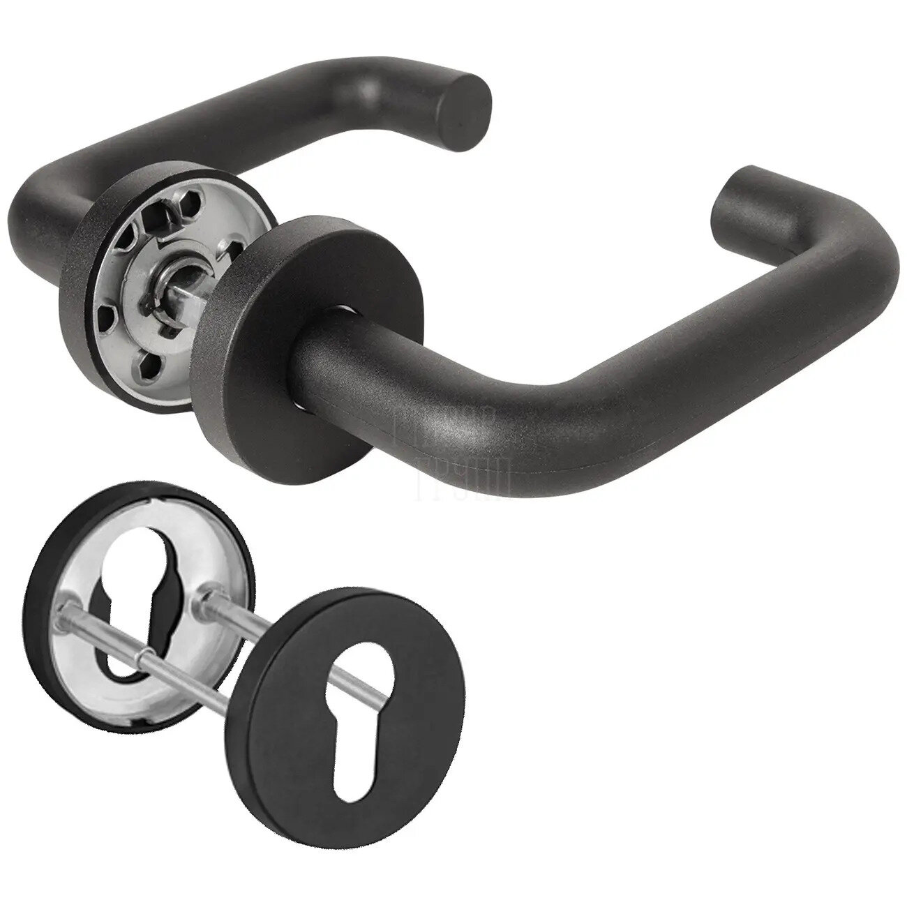 Комплект Fuaro (Фуаро) дверных ручек с накладками под цилиндр FR. DH57.0219 NE (DH-0219 NE) 9x140 мм черный