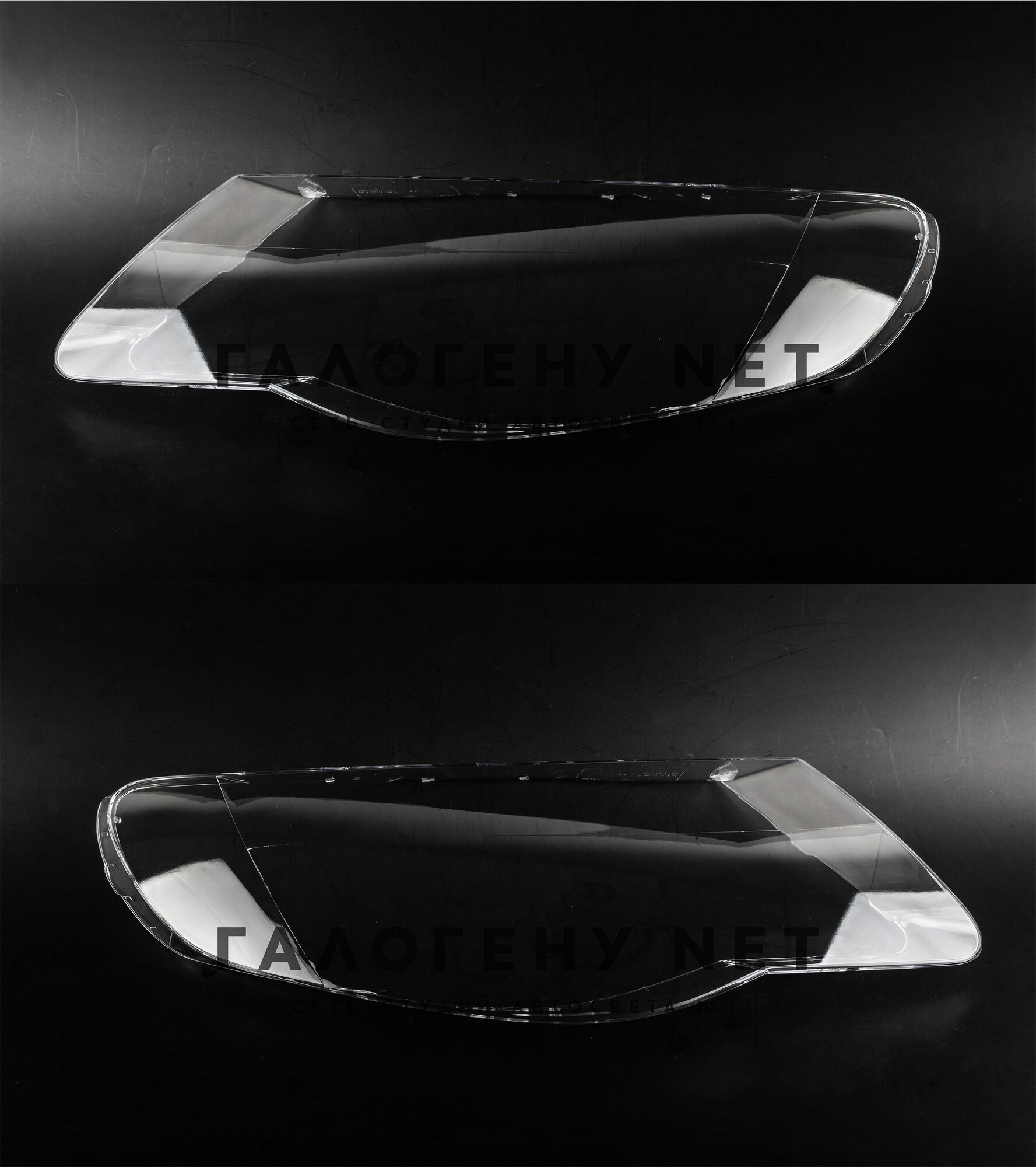 Стекла фар для Volkswagen Touareg 1 Рестайлинг (2007-2010), комплект, поликарбонат