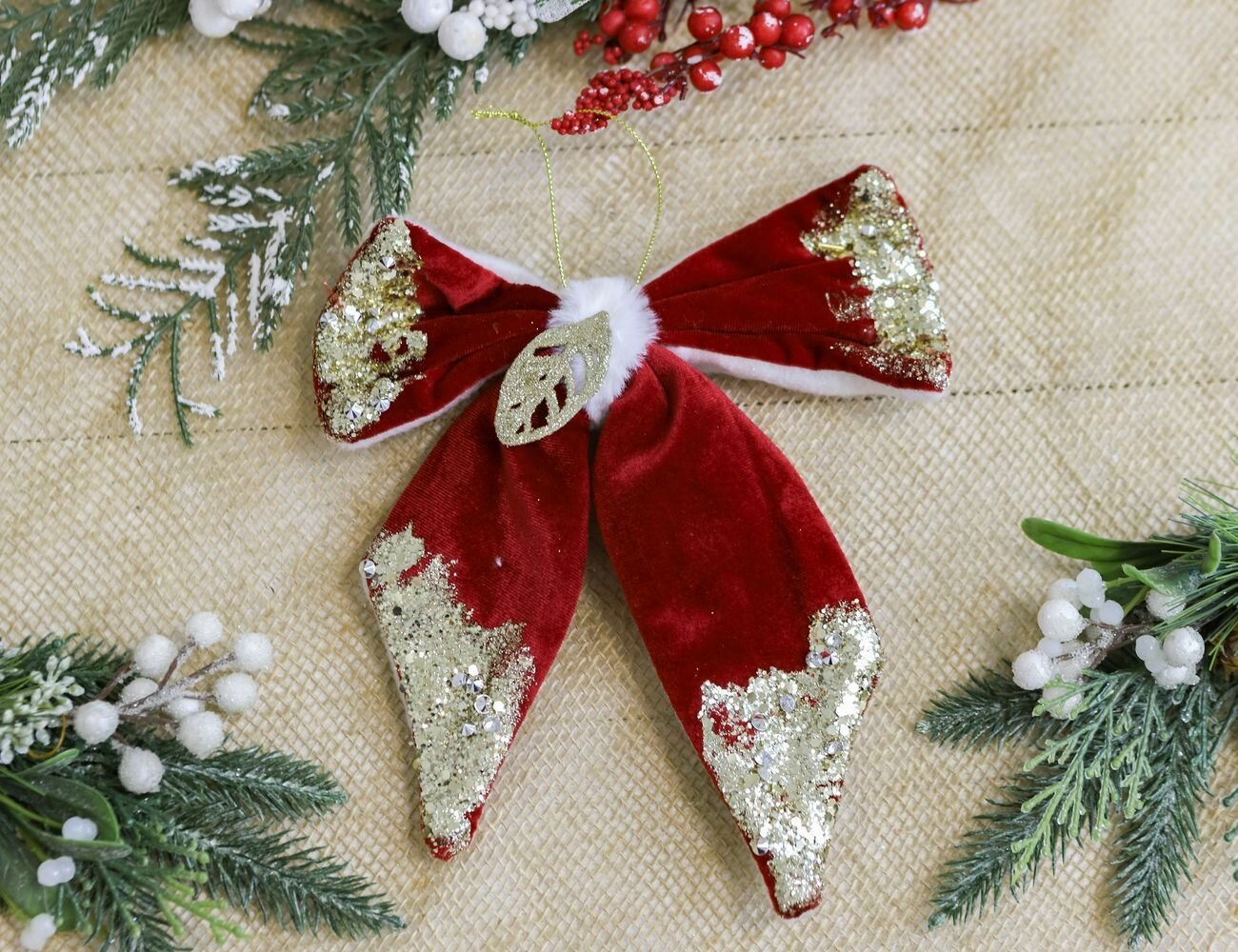 Ёлочное украшение бант дебби, текстиль, красный, 20 см, Due Esse Christmas XNA22025632