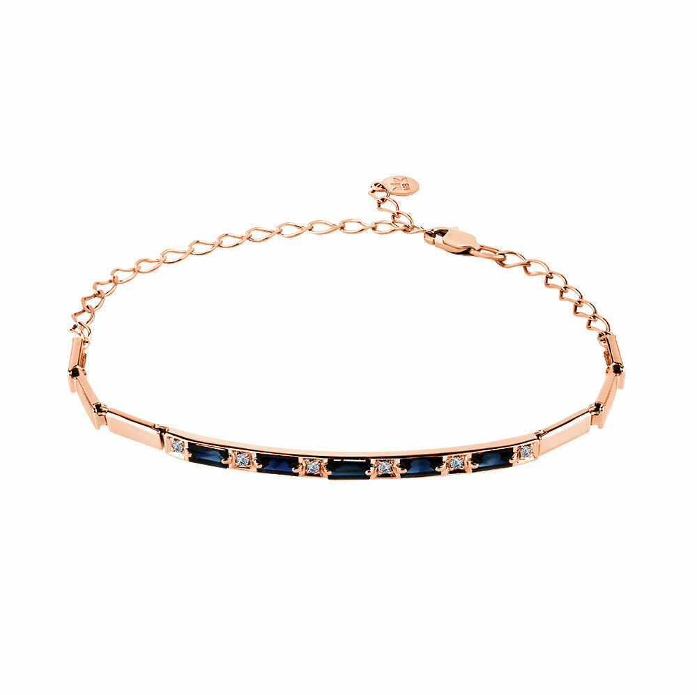 Браслет, красное золото, 585 проба, сапфир, бриллиант