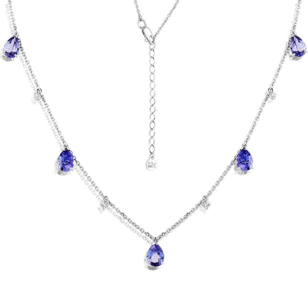 Колье, белое золото, 585 проба, танзанит, бриллиант